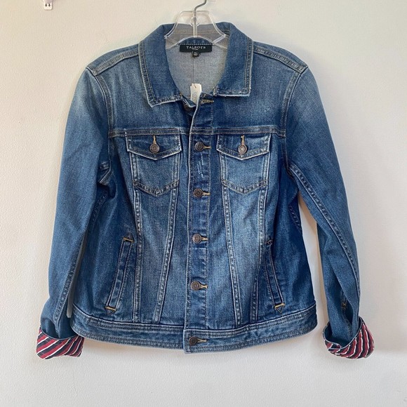 Talbots | Jackets & Coats | Talbots Blue Denim Jean Jacket Striped ...